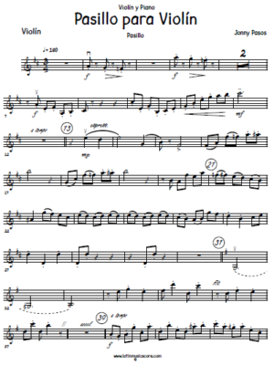 Pasillo Para Violín - Violín y Piano - Partituras en PDF » Latin Music ...