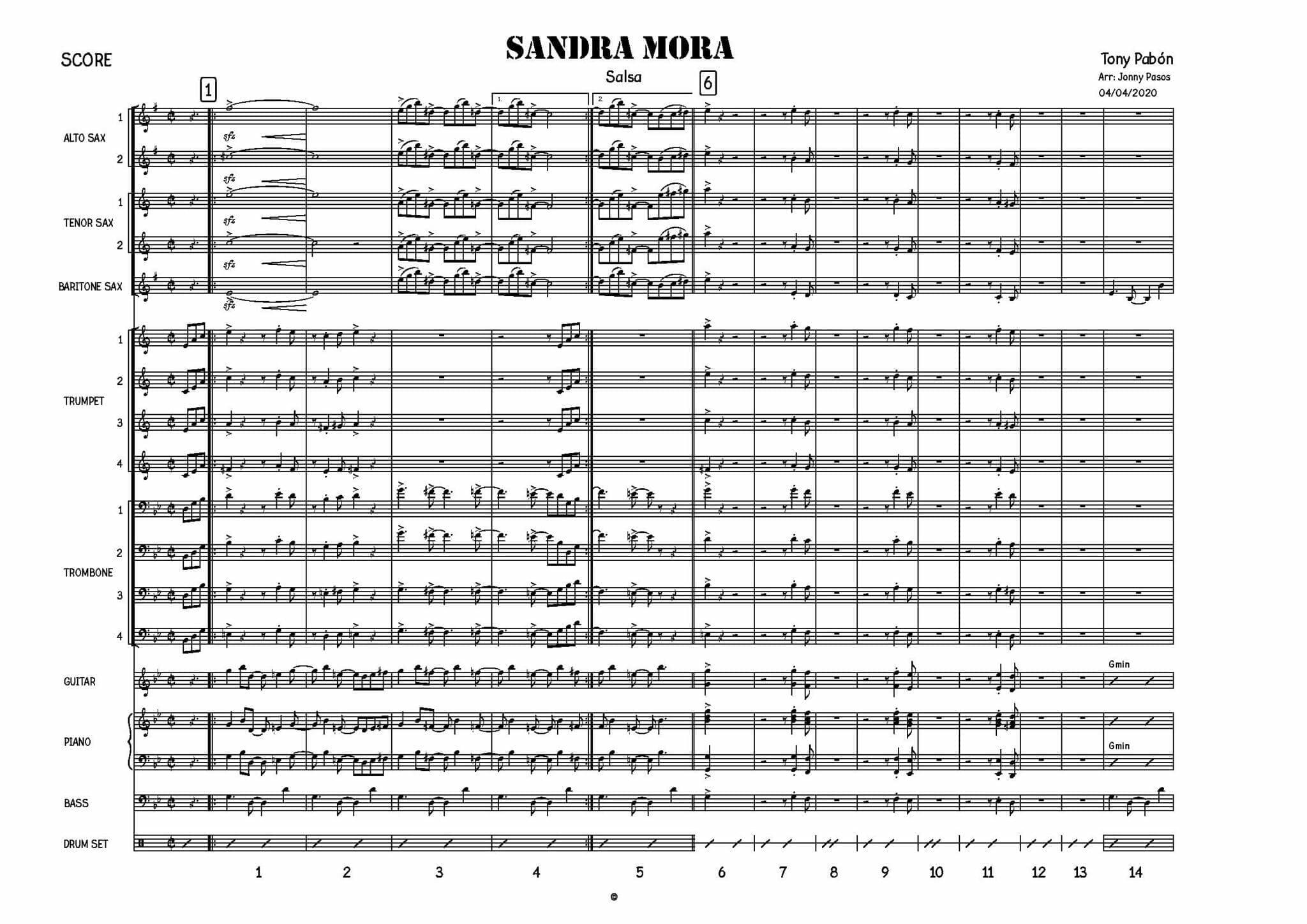 Partituras de Sandra Mora PDF - Salsa para Big Band » Latin Music Score